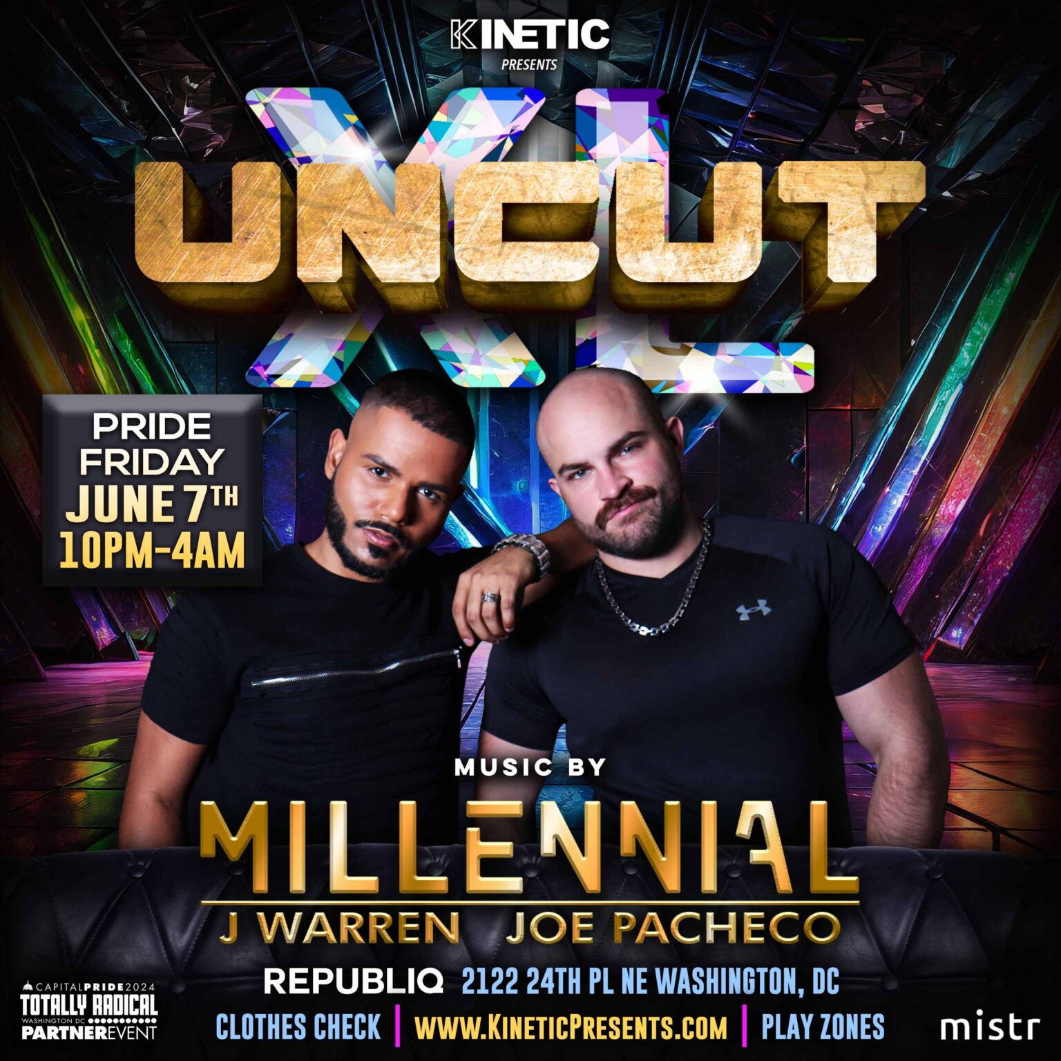 UNCUT XL Pride with Millennial (DJs J Warren & Joe Pacheco) - KINETIC Presents