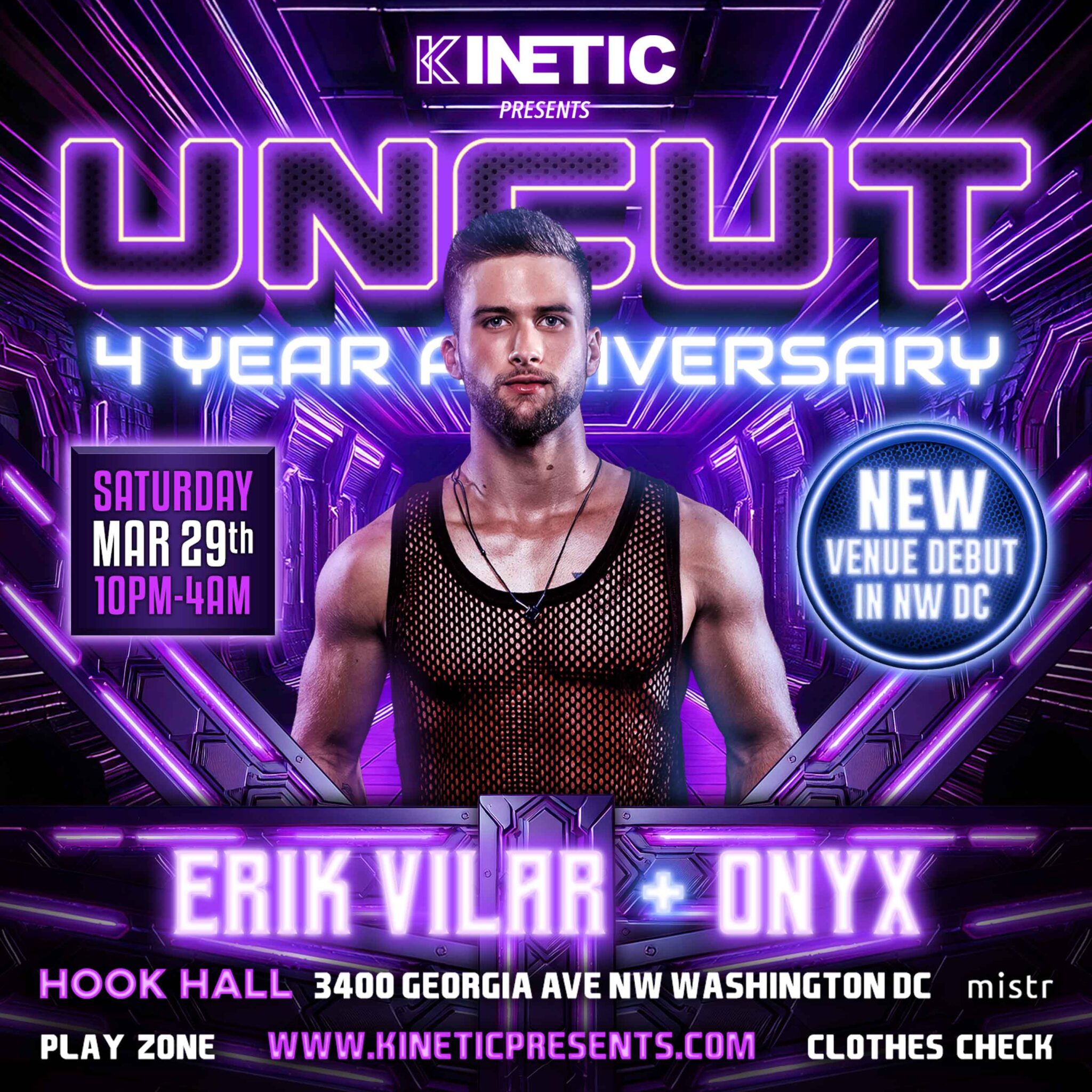 UNCUT: 4 Year Anniversary with DJs Erik Vilar & Onyx - KINETIC Presents